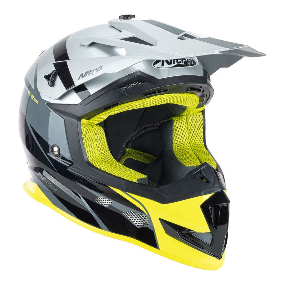 Nitro MX700 Recoil Gunmetal/Black/Silver/Fluro Yellow Helmet – EasyR