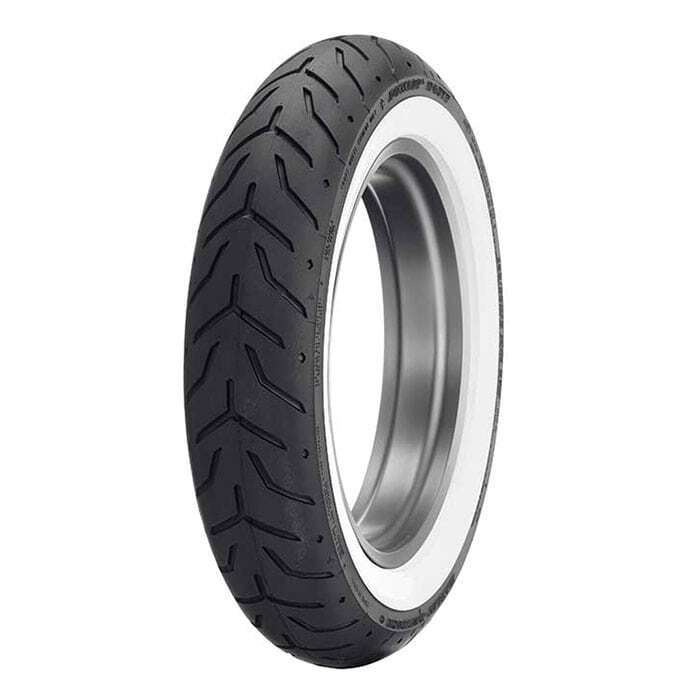 Dunlop D408 Wide White Wall Front Tyre 130/90 B-16 67H Tubeless – EasyR