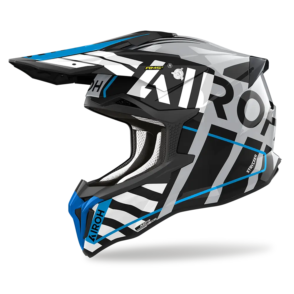 Airoh Stryker Brave Gloss Blue/Grey Helmet – EasyR